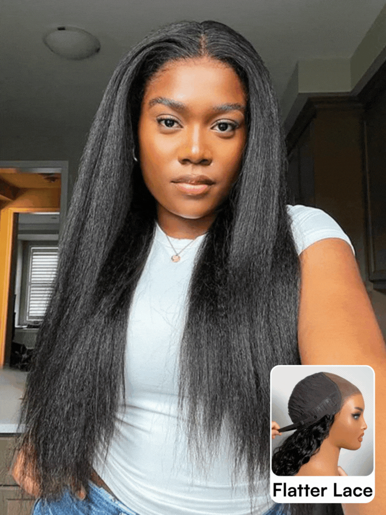 Beautyforever 7x5 Lace No Slip Wig Natural Yaki Straight Put on and Go ...